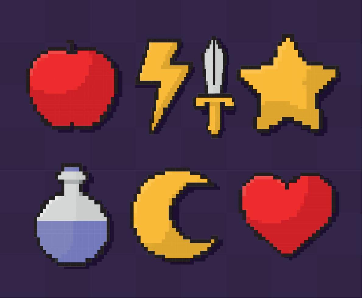 pixel art items bundle 21384260 Vector Art at Vecteezy
