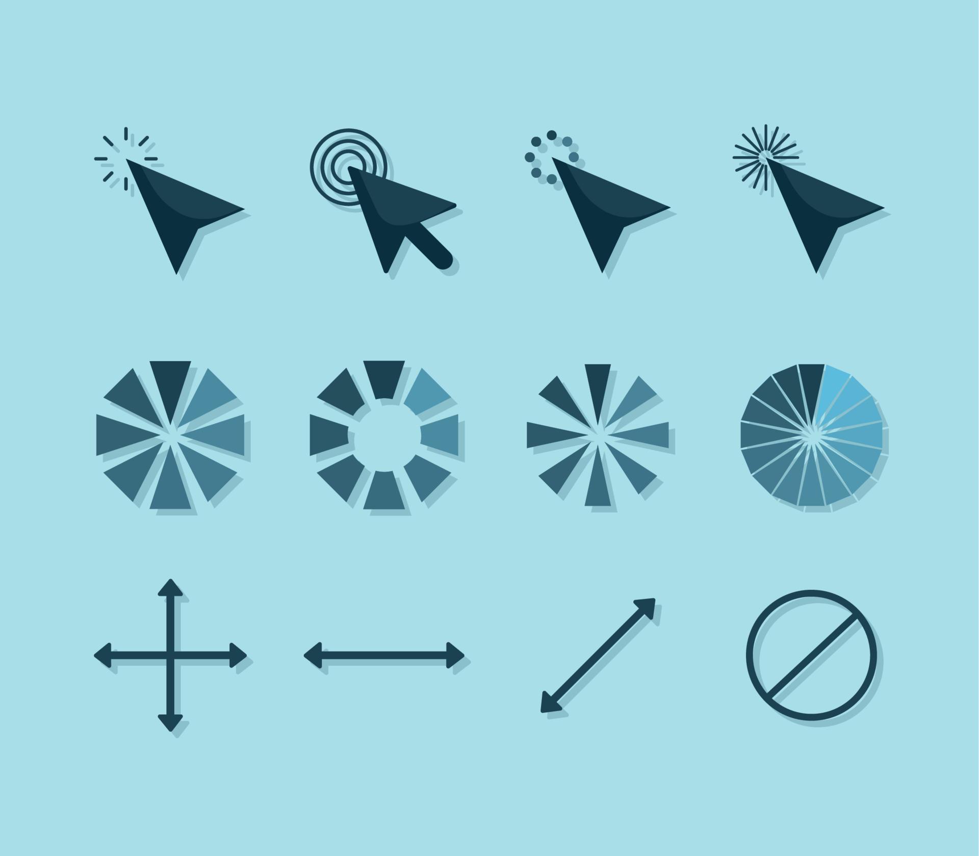 twelve mouse pointers 21388415 Vector Art at Vecteezy