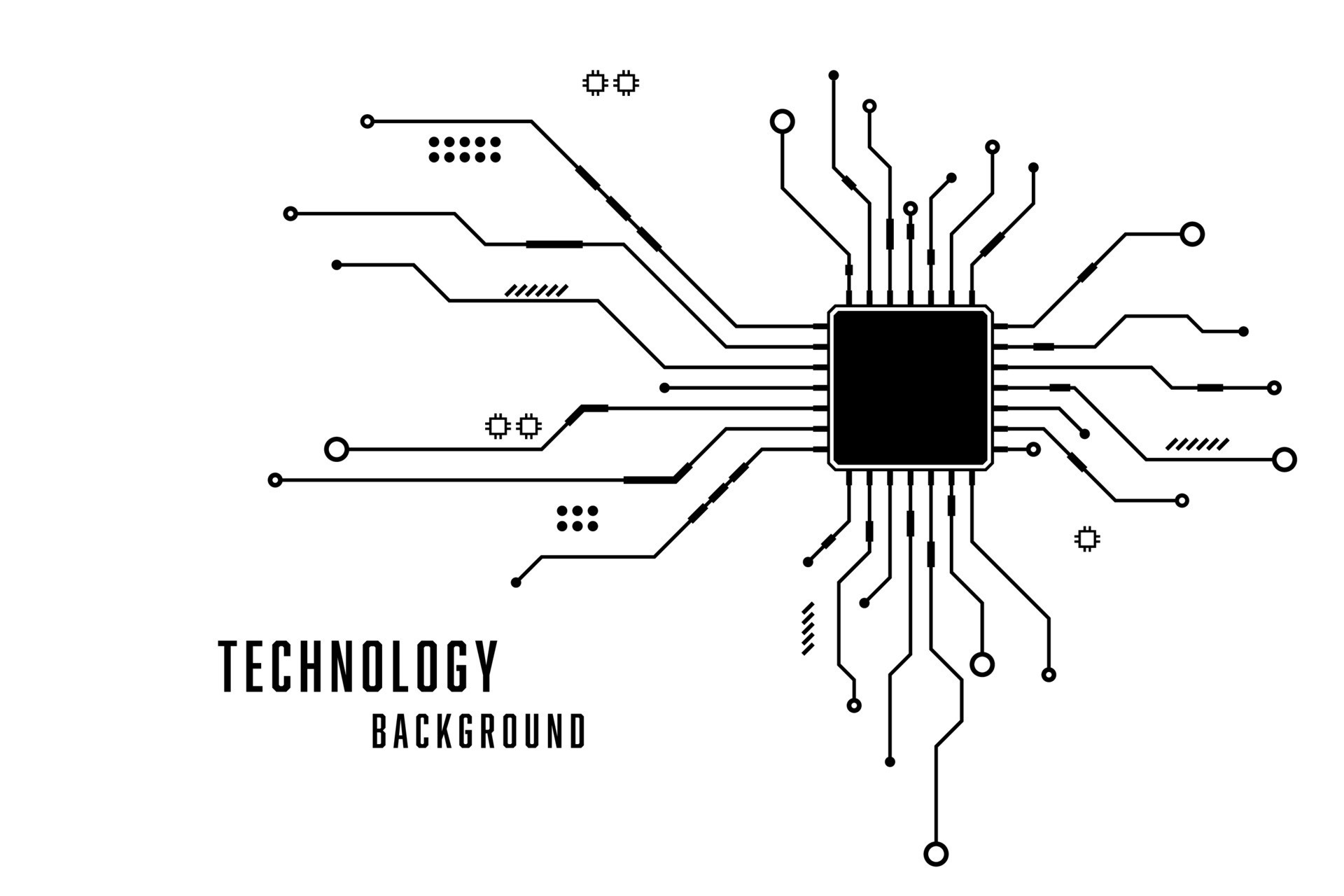 Vector Line Microchip Cpu Circuit Board Technology Abstract Background