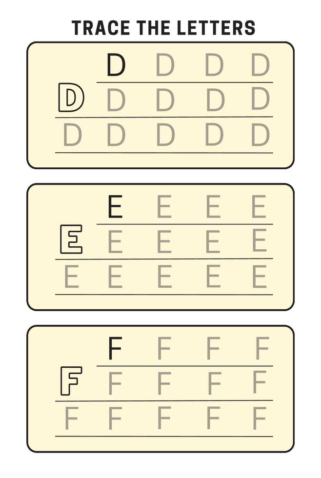 Alphabet tracing practice Letters D, E, F. Tracing practice worksheet ...