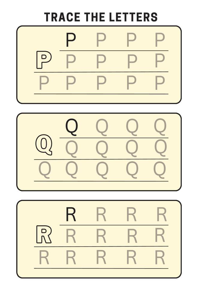Alphabet tracing practice Letters P, Q, R. Tracing practice worksheet ...
