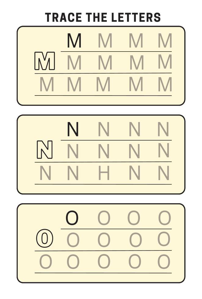 Alphabet tracing practice Letters M, N, O. Tracing practice worksheet ...