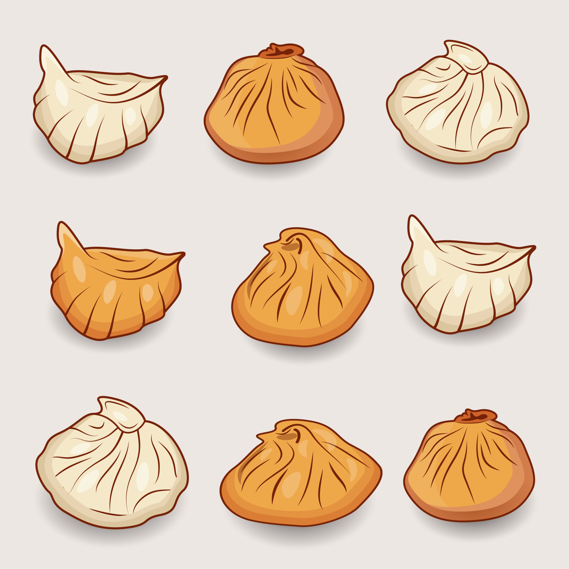Hugh Dim Sum Watercolor Illustrations Asian Food Design Set. Hi-Quality ...