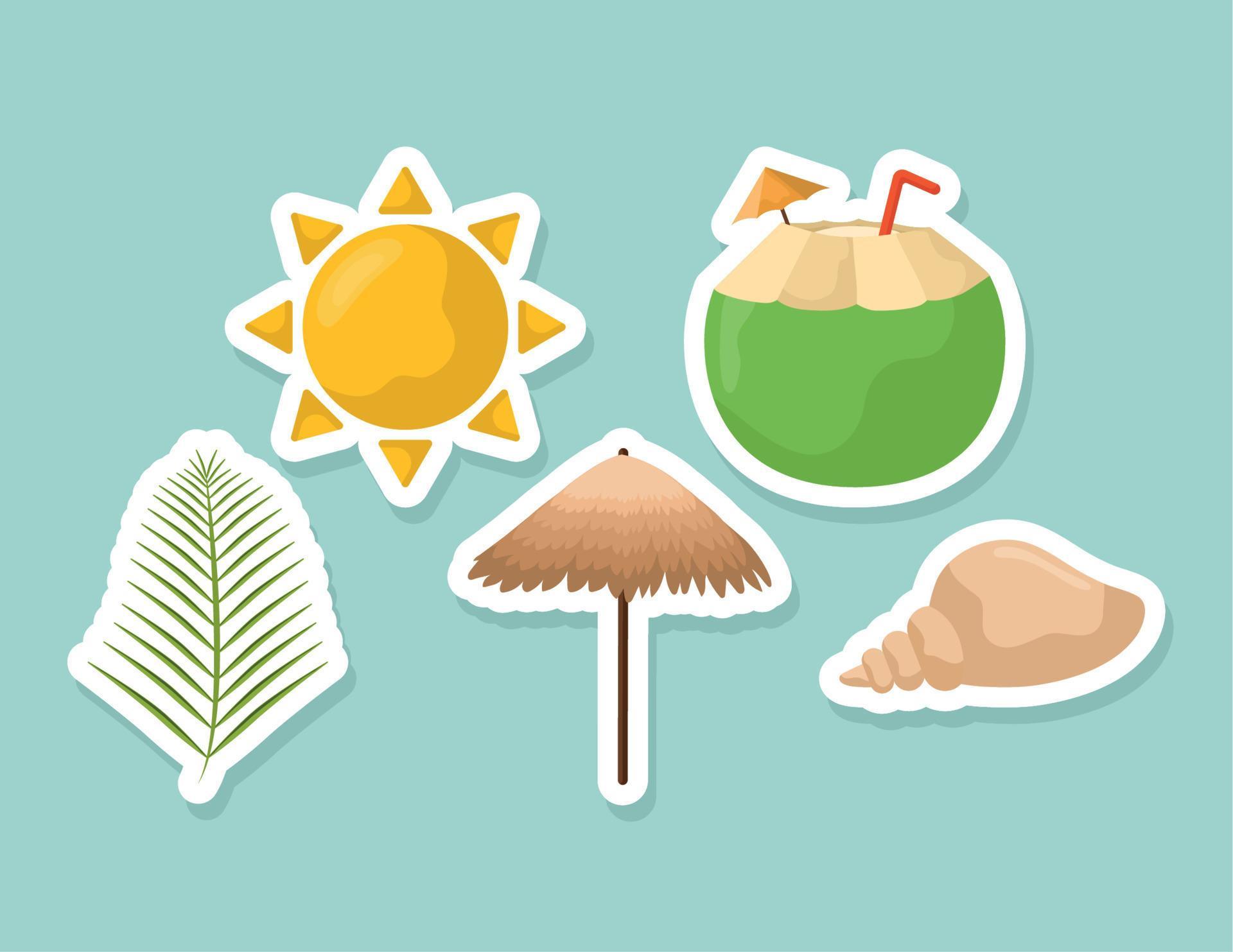 five beach items 21399268 Vector Art at Vecteezy