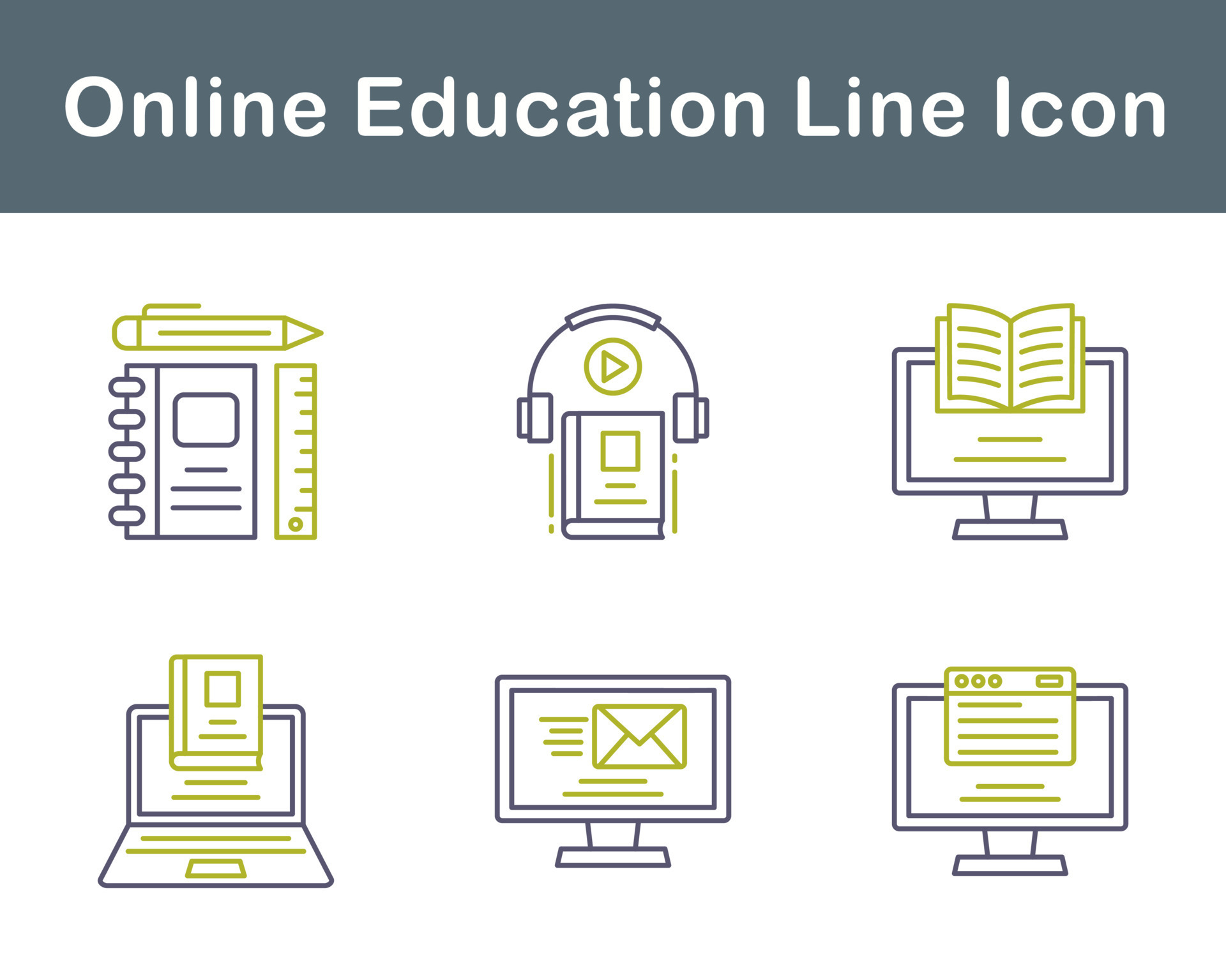 Online Education Vector Icon Set 21399371 Vector Art at Vecteezy