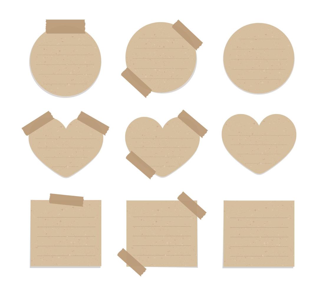 Vintage Brown Taped Paper Note Set Recycled Memo Paper With Adhesive