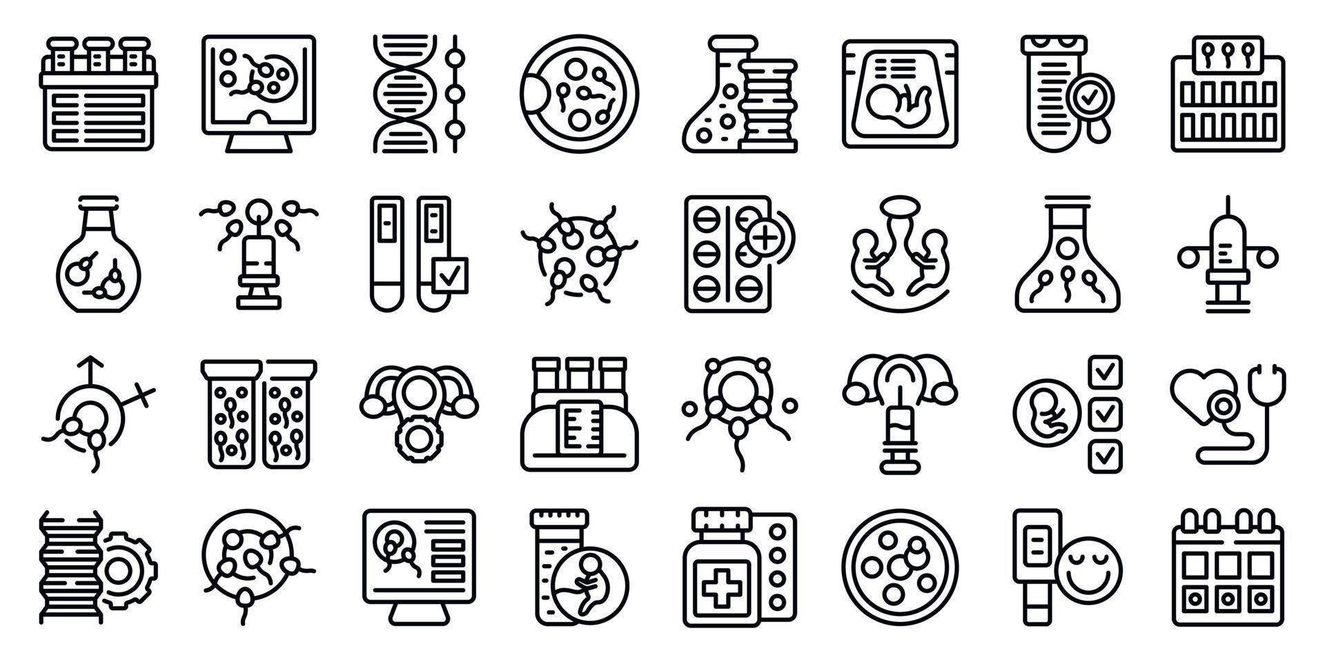 Artificial insemination icons set outline vector. Fertility process ... Artificial insemination icons set outline vector. Fertility process ...