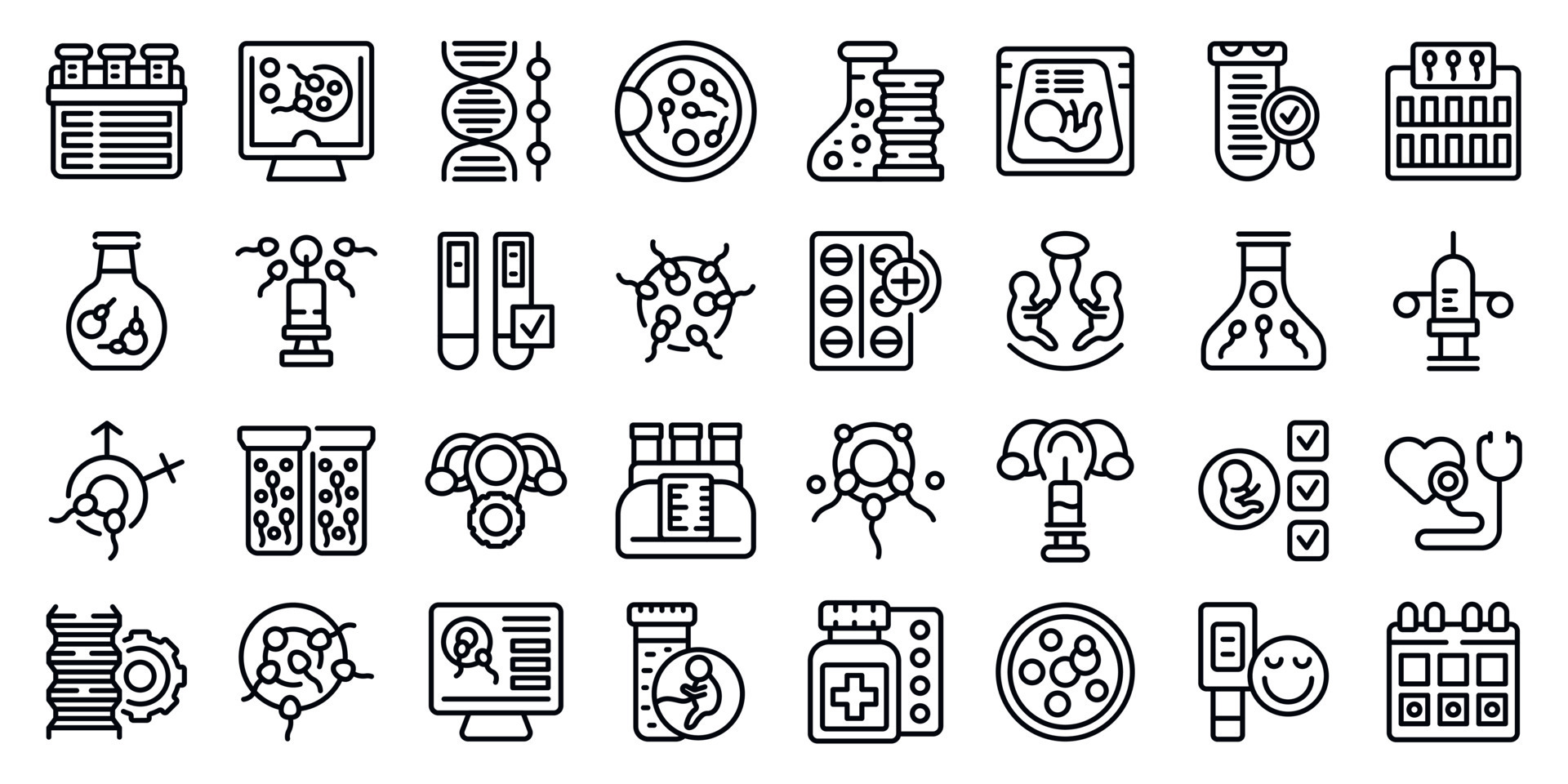 Artificial insemination icons set outline vector. Fertility process ... Artificial insemination icons set outline vector. Fertility process ...