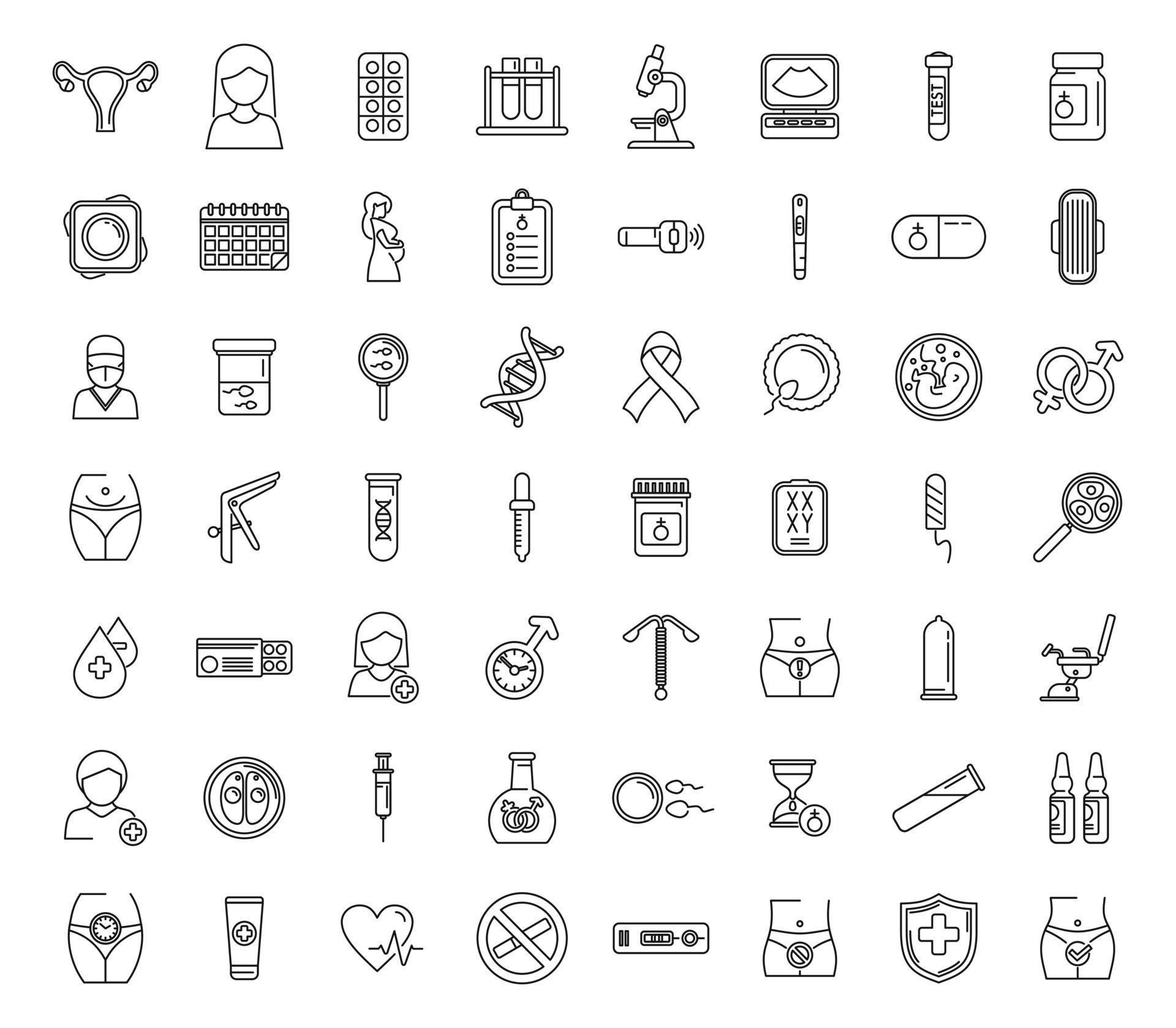Reproductive Health Icons Set Outline Vector Menopause Health 21410366