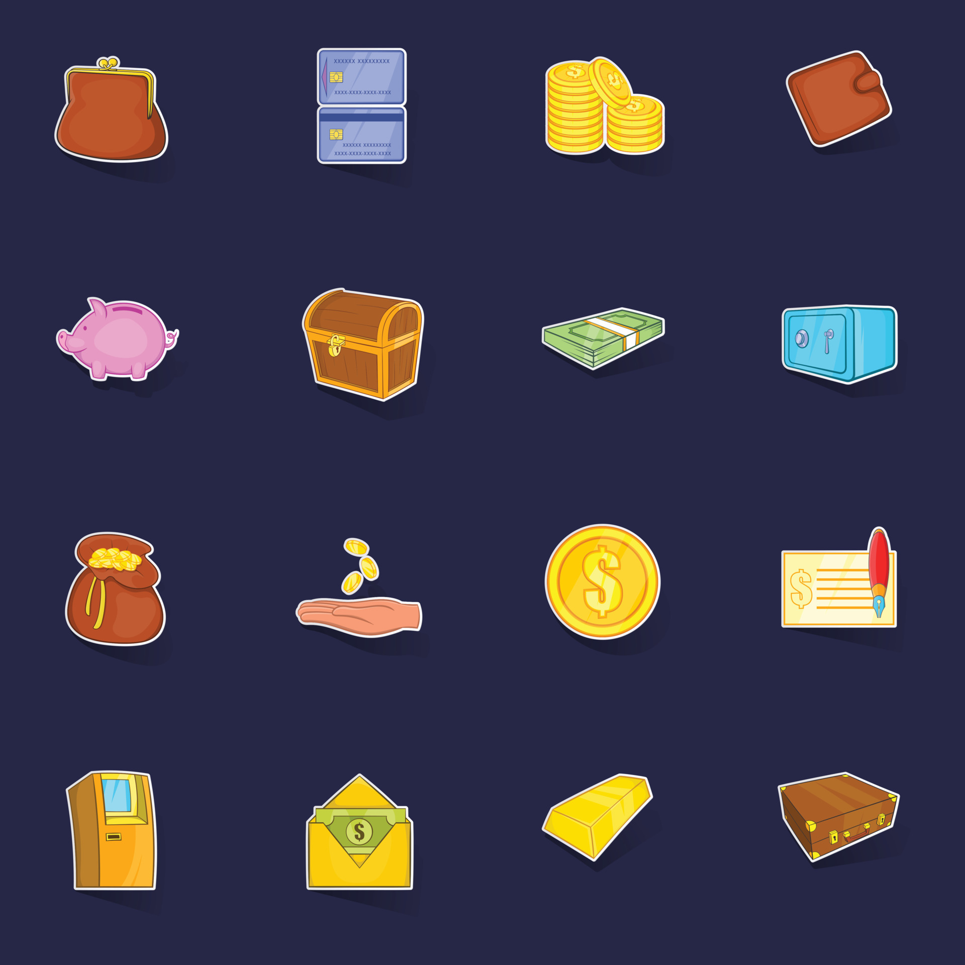 Finance icons set vector sticker 21413794 Vector Art at Vecteezy