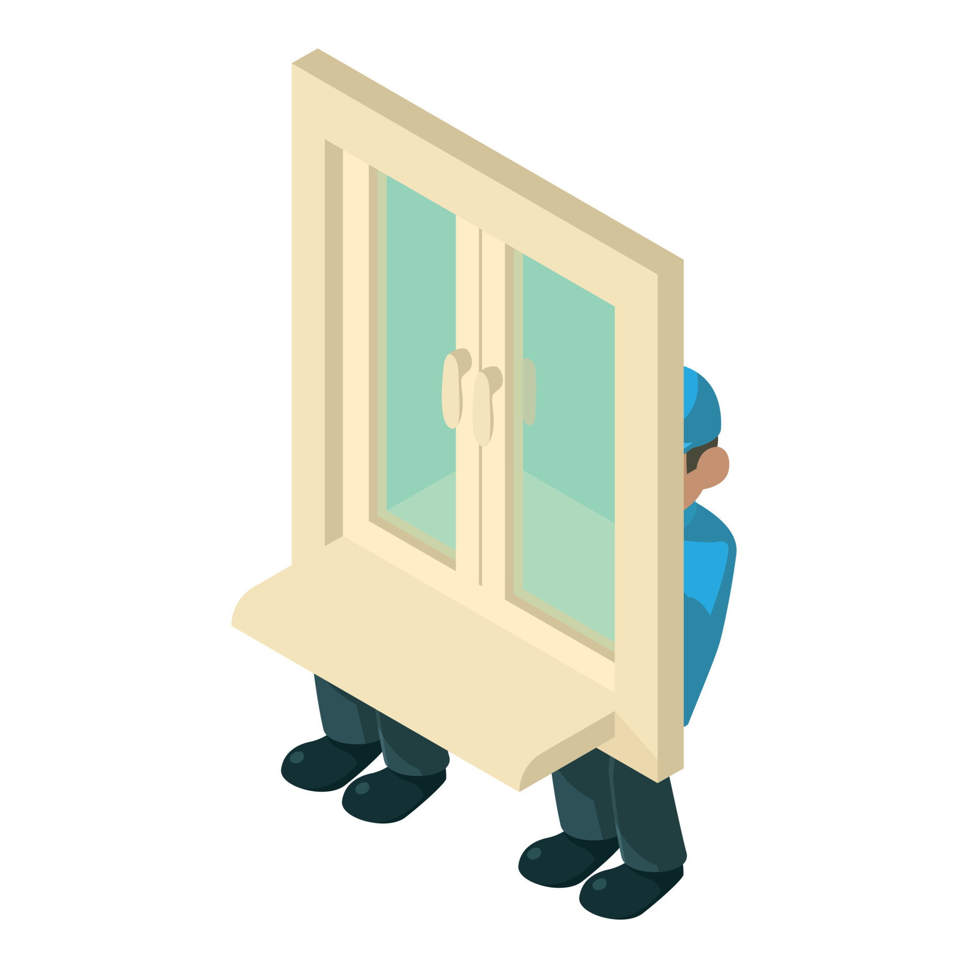 Window Installation Icon Isometric Vector Worker Carry Window For Installation 21414154 Vector