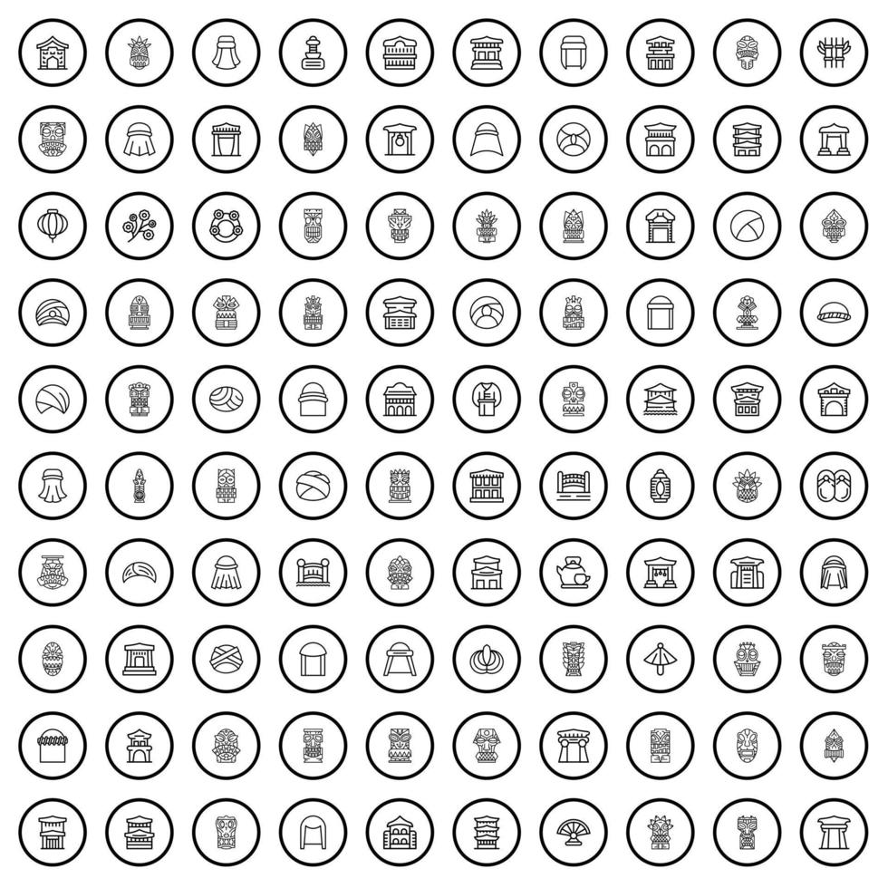 100 culture icons set, outline style 21414642 Vector Art at Vecteezy