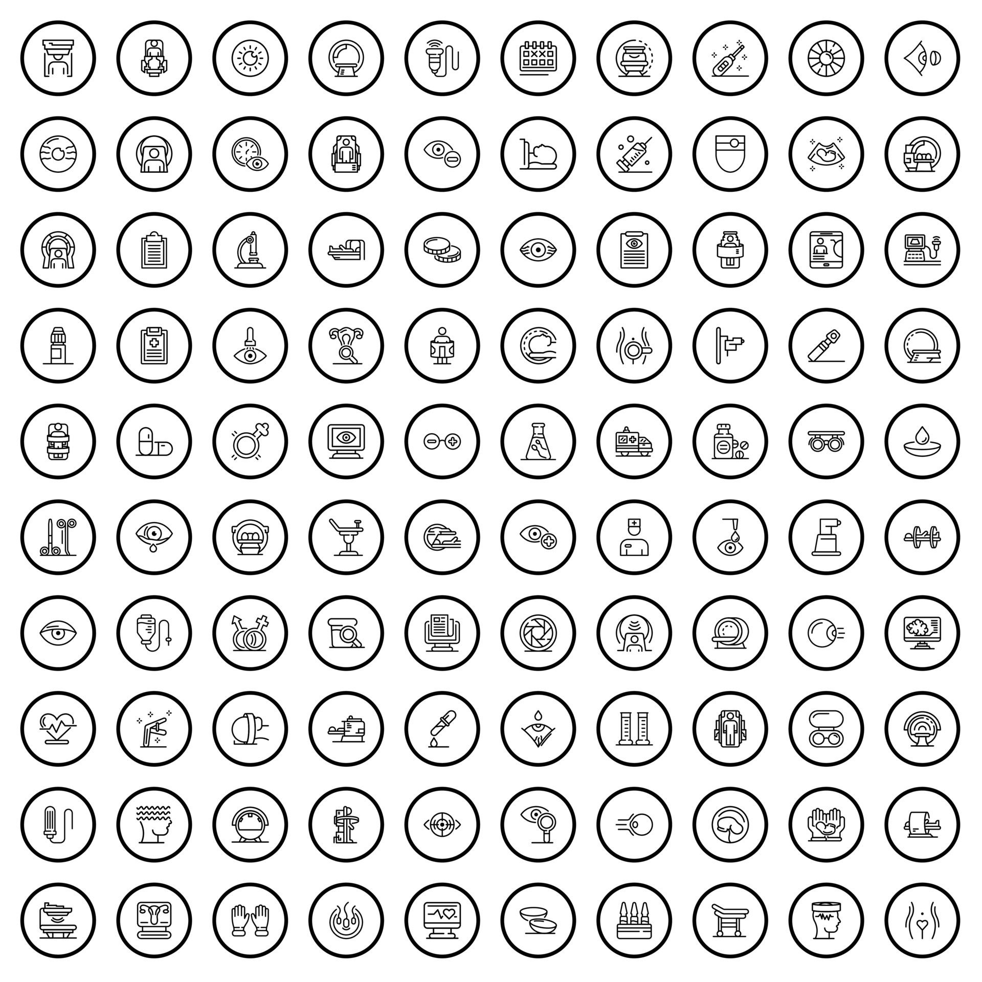 100 diagnostic icons set, outline style 21414651 Vector Art at Vecteezy