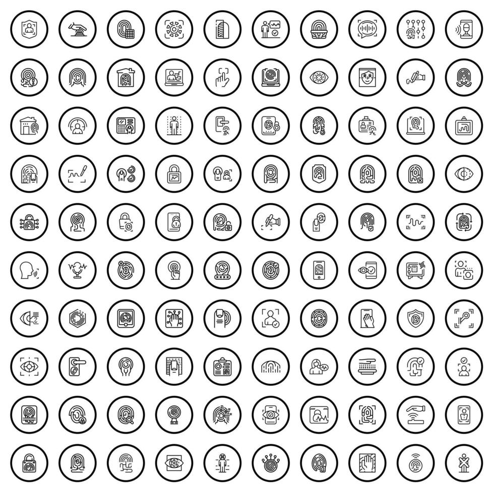 100 Biometric Icons Set Outline Style 21414761 Vector Art At Vecteezy
