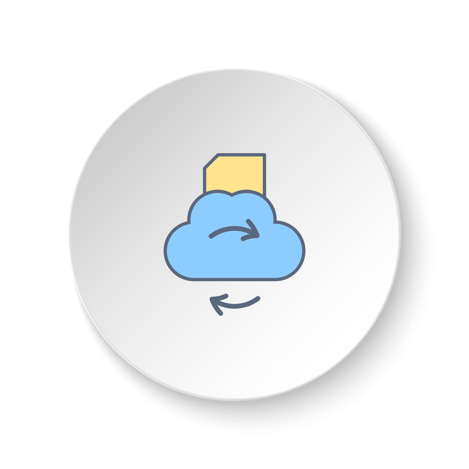 Round button for web icon, cloud, folder, sync. Button banner round, badge interface for ...