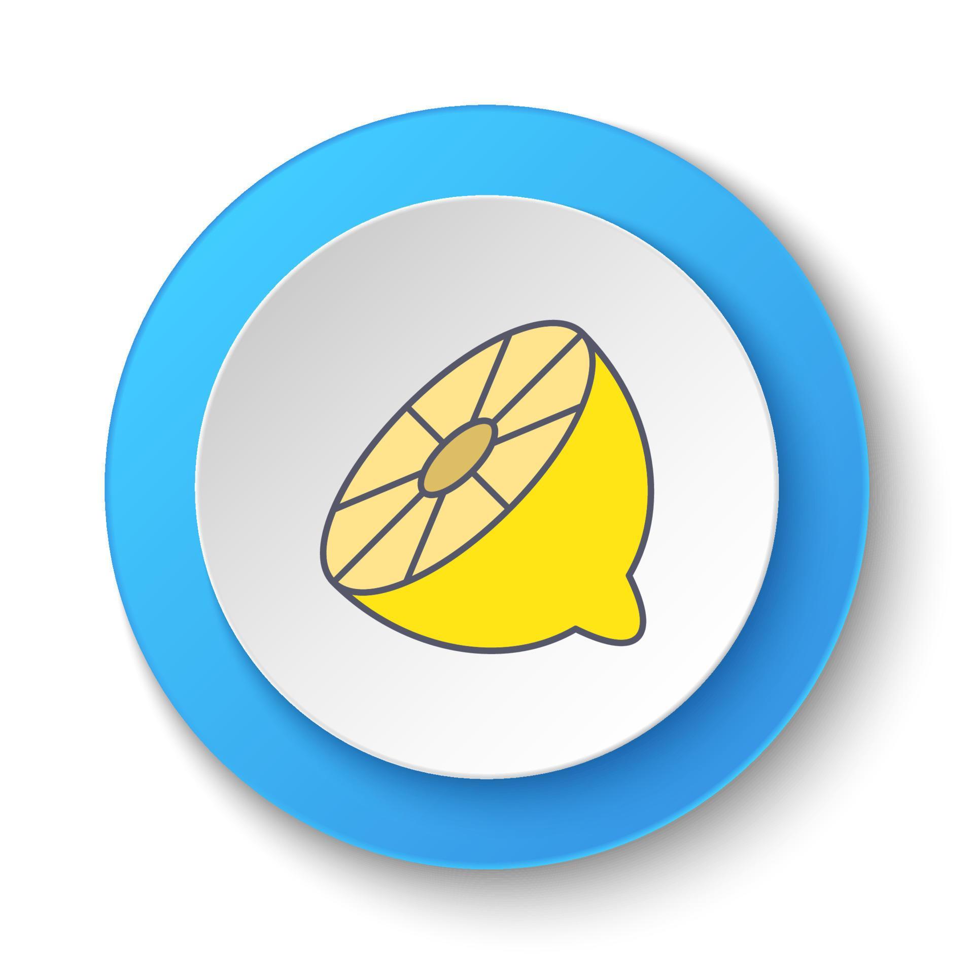 Round button for web icon, lemon. Button banner round, badge interface for application ...