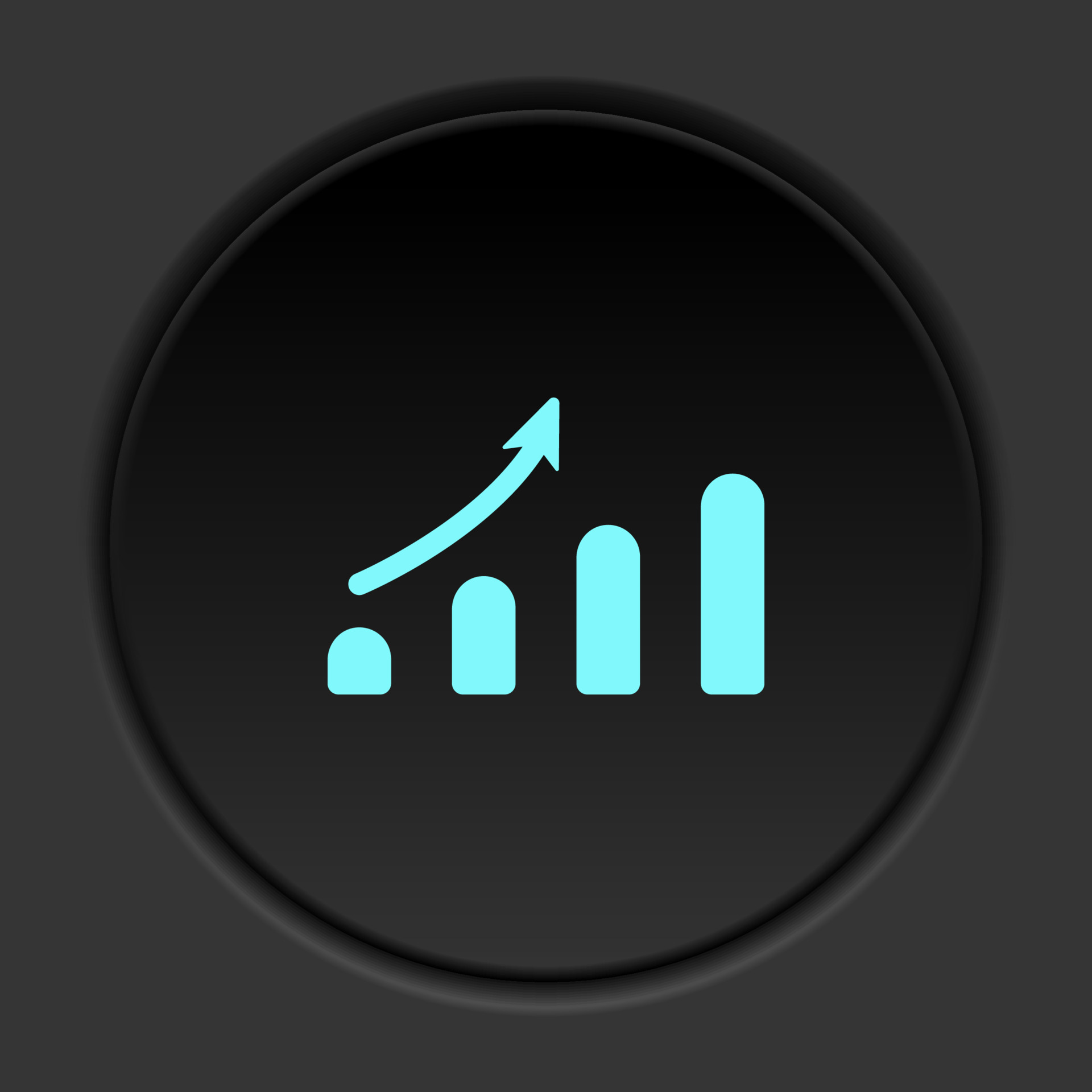 Round button icon, analytics, bar, chart. Button banner round, badge interface for application ...