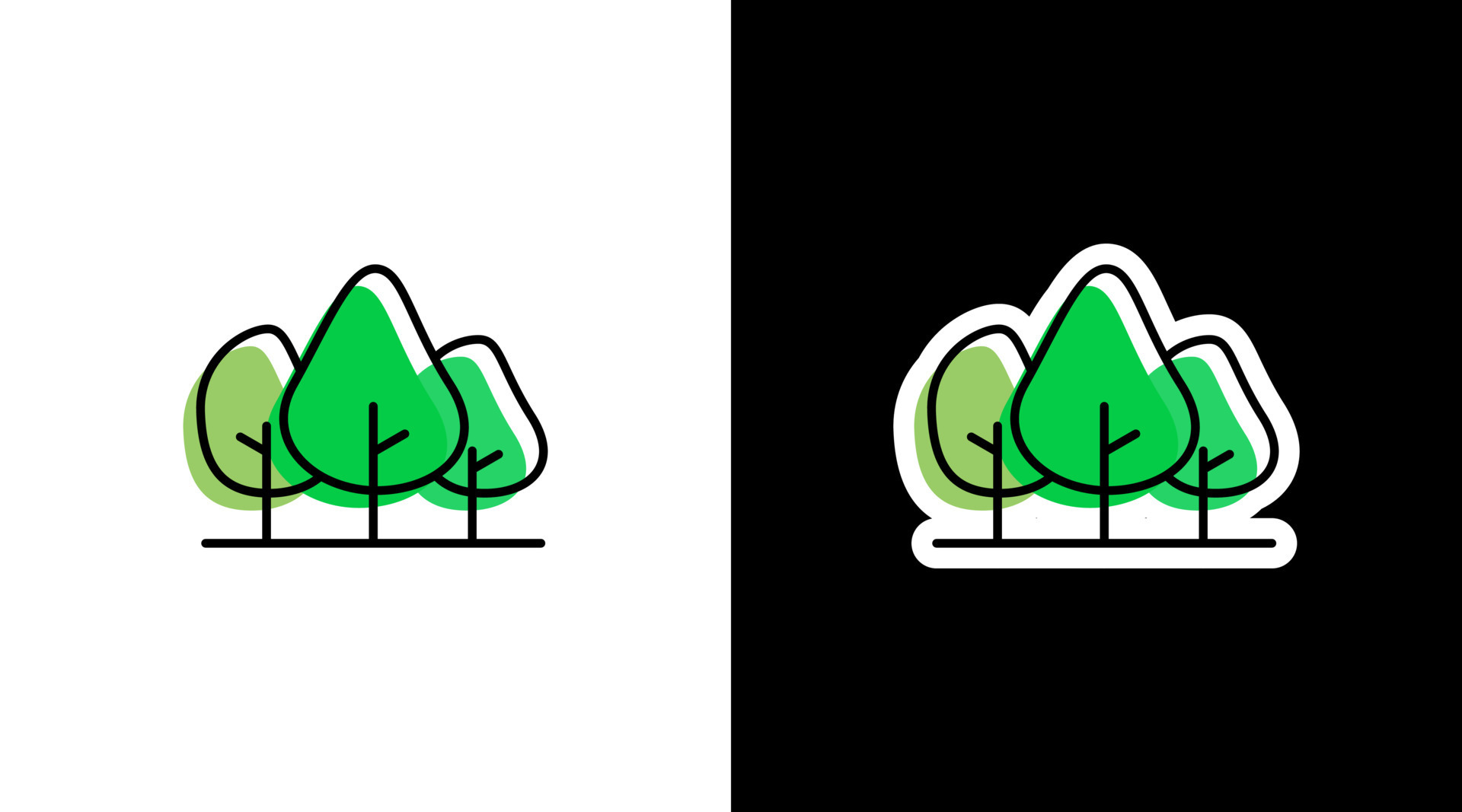 green trees natural environmental logo icon sticker 21423629 Vector Art ...