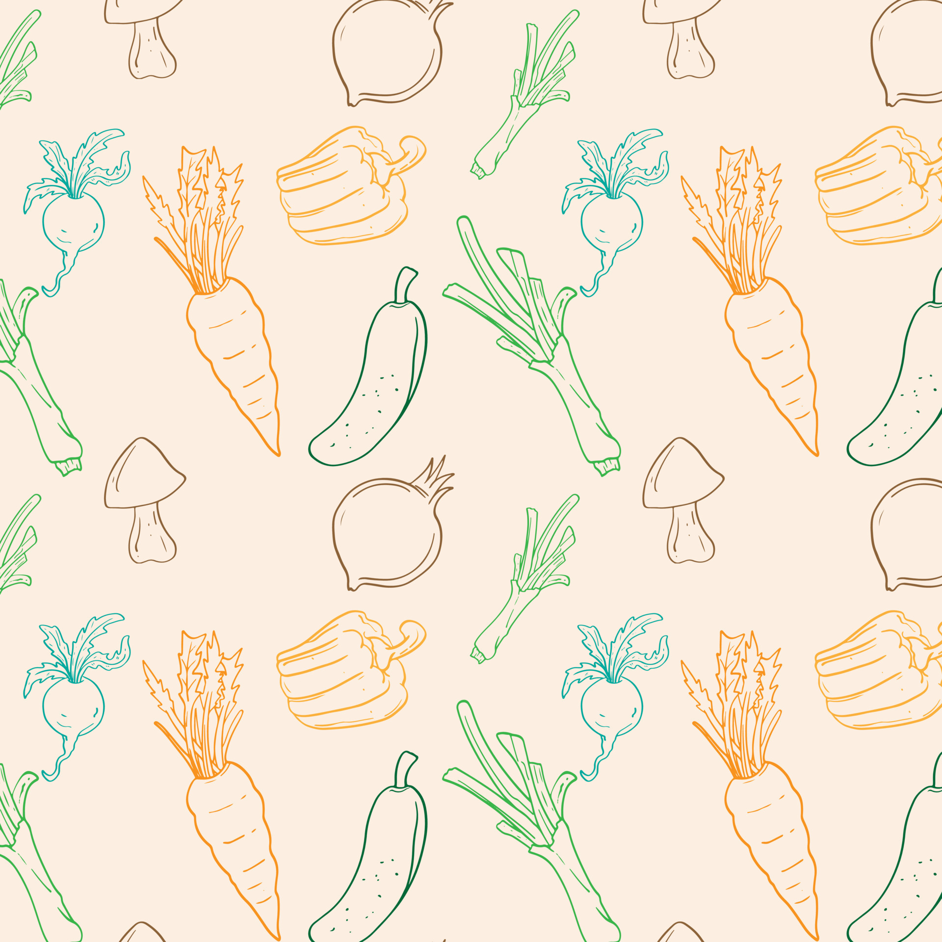 Colorfull Seamless vegetable background Vector Pattern Bright color ...