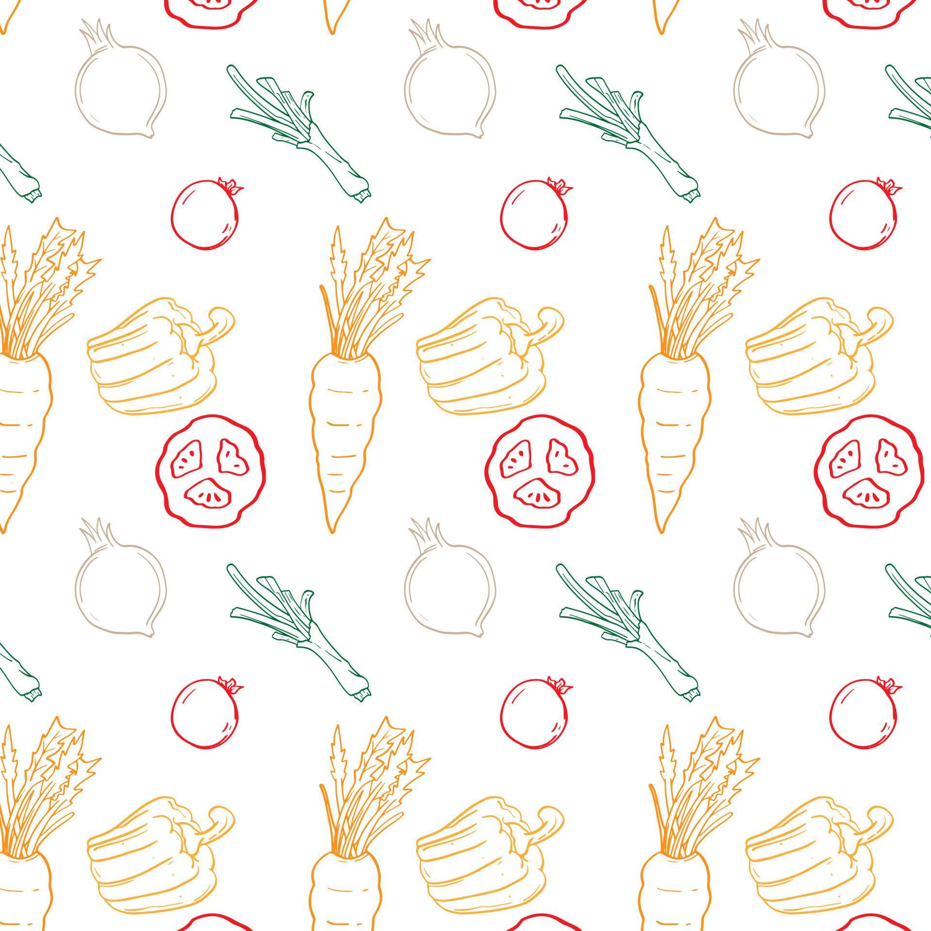 Colorfull Seamless vegetable background Vector Pattern Bright color ...