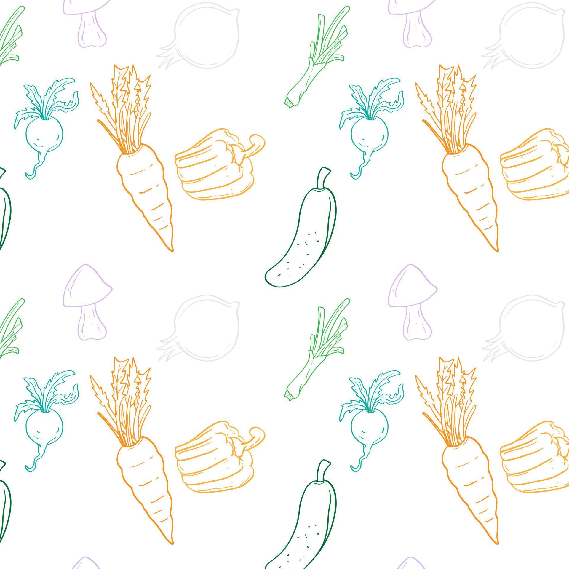 Colorfull Seamless vegetable background Vector Pattern Bright color ...