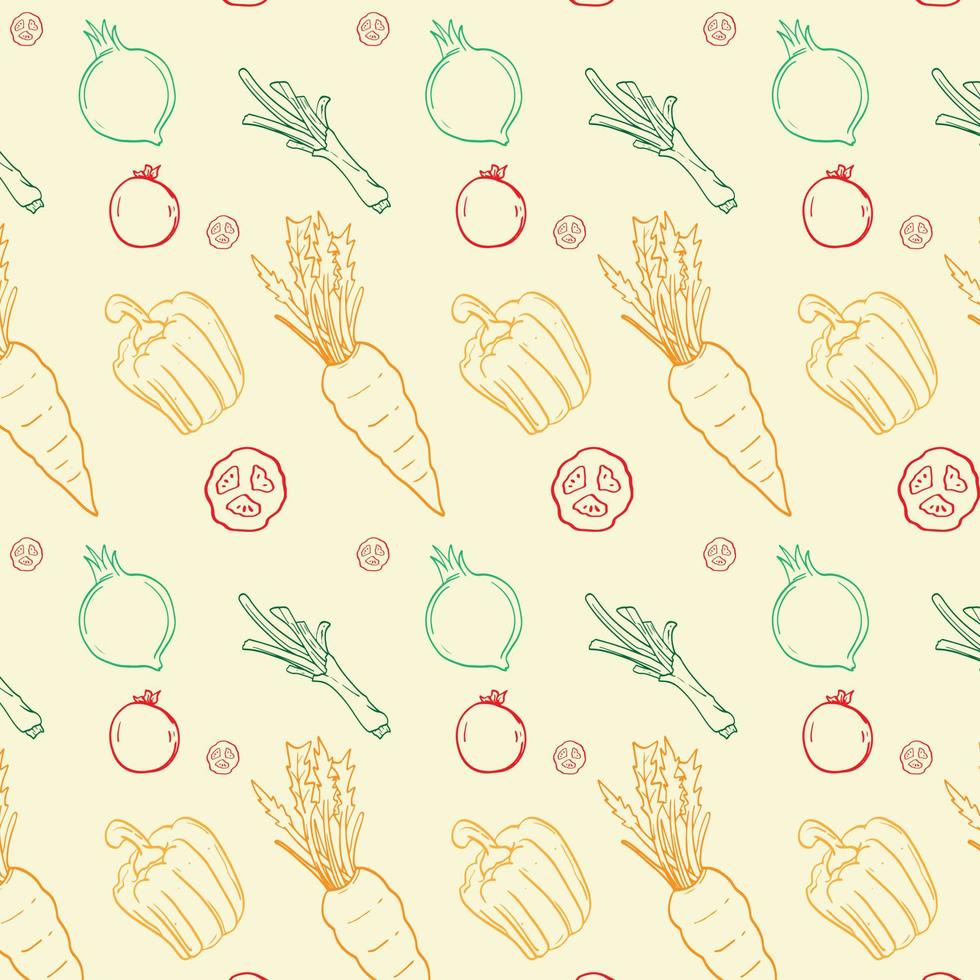 Colorfull Seamless vegetable background Vector Pattern Bright color ...