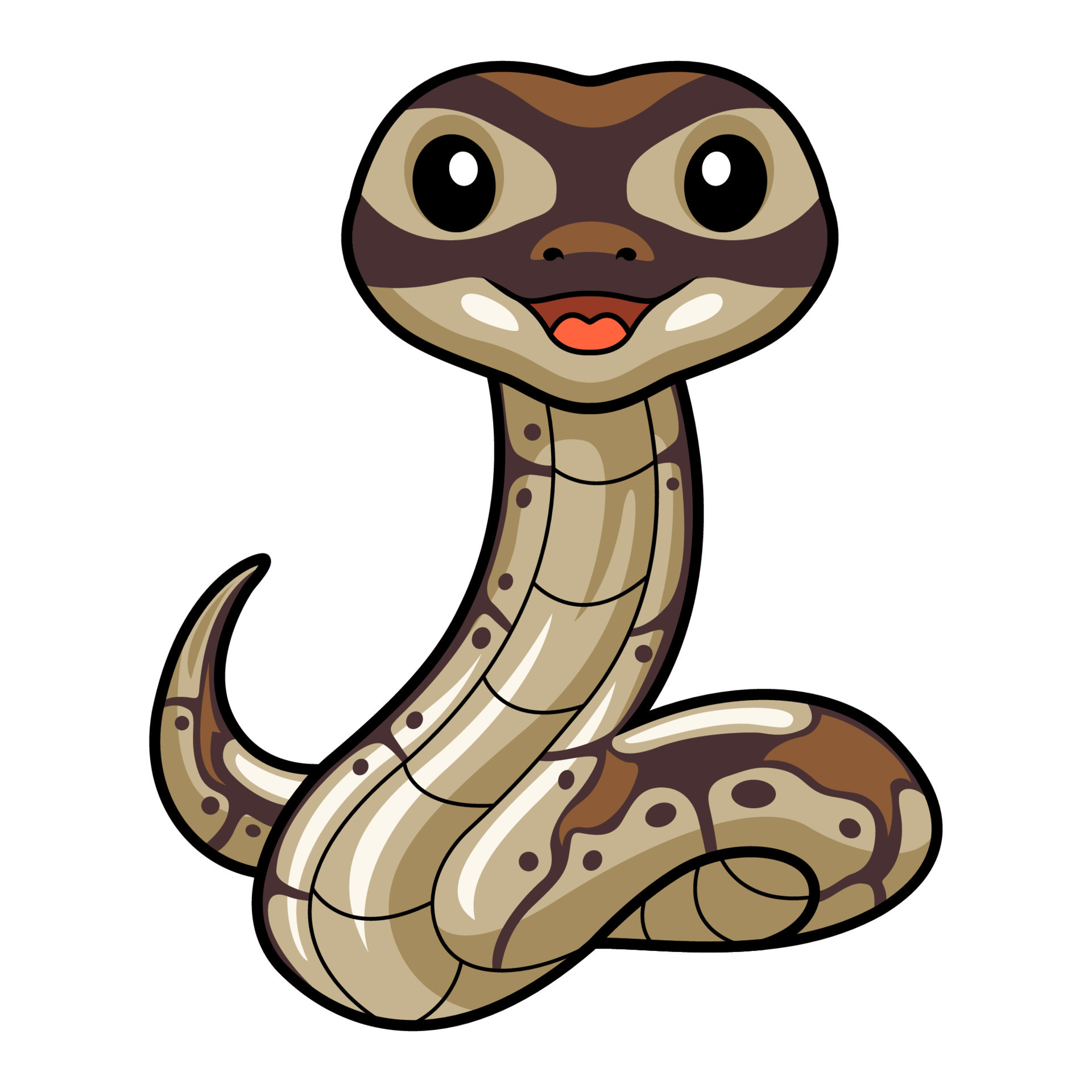 Cute black head butter ball python cartoon 21429074 Vector Art at Vecteezy