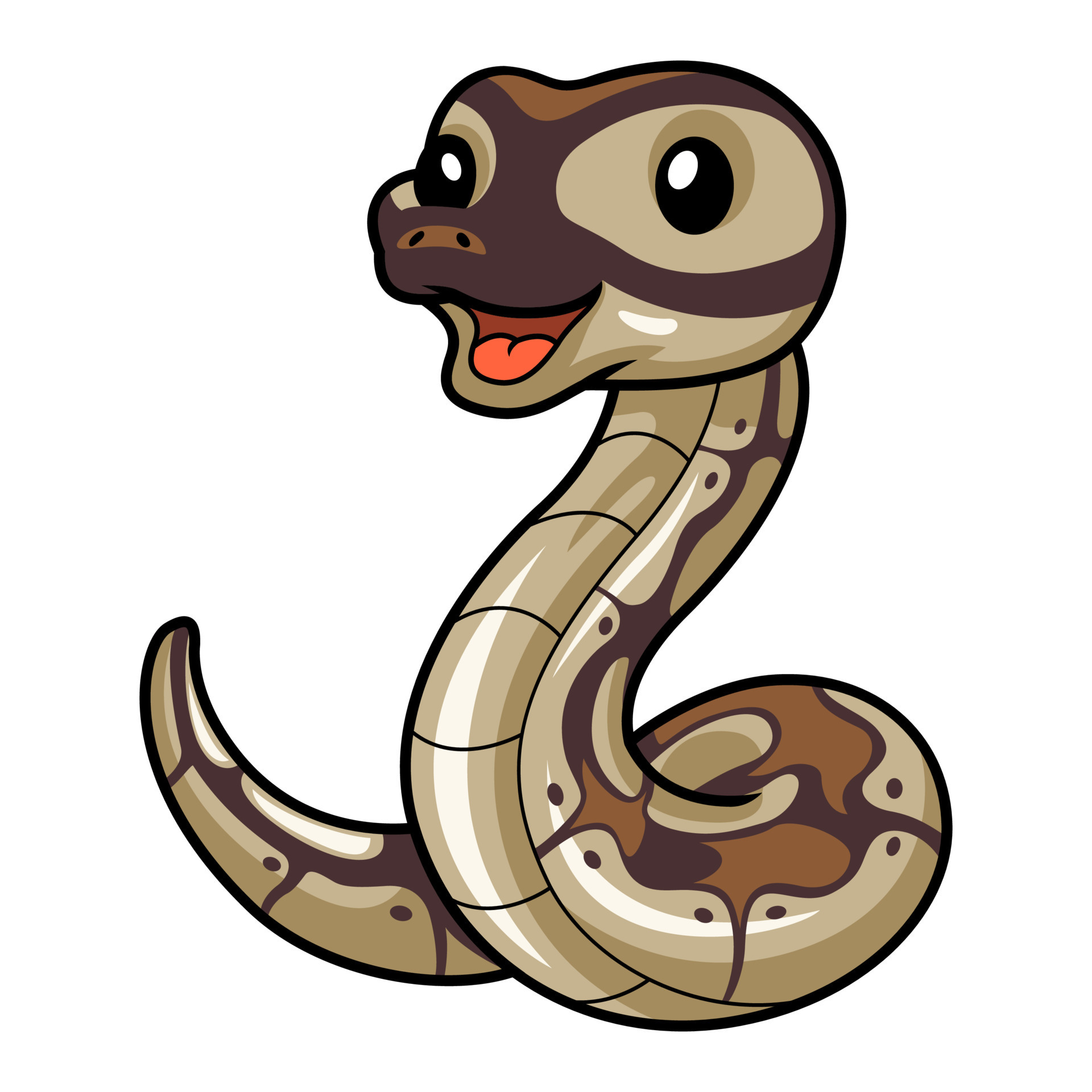 Cute black head butter ball python cartoon 21429156 Vector Art at Vecteezy