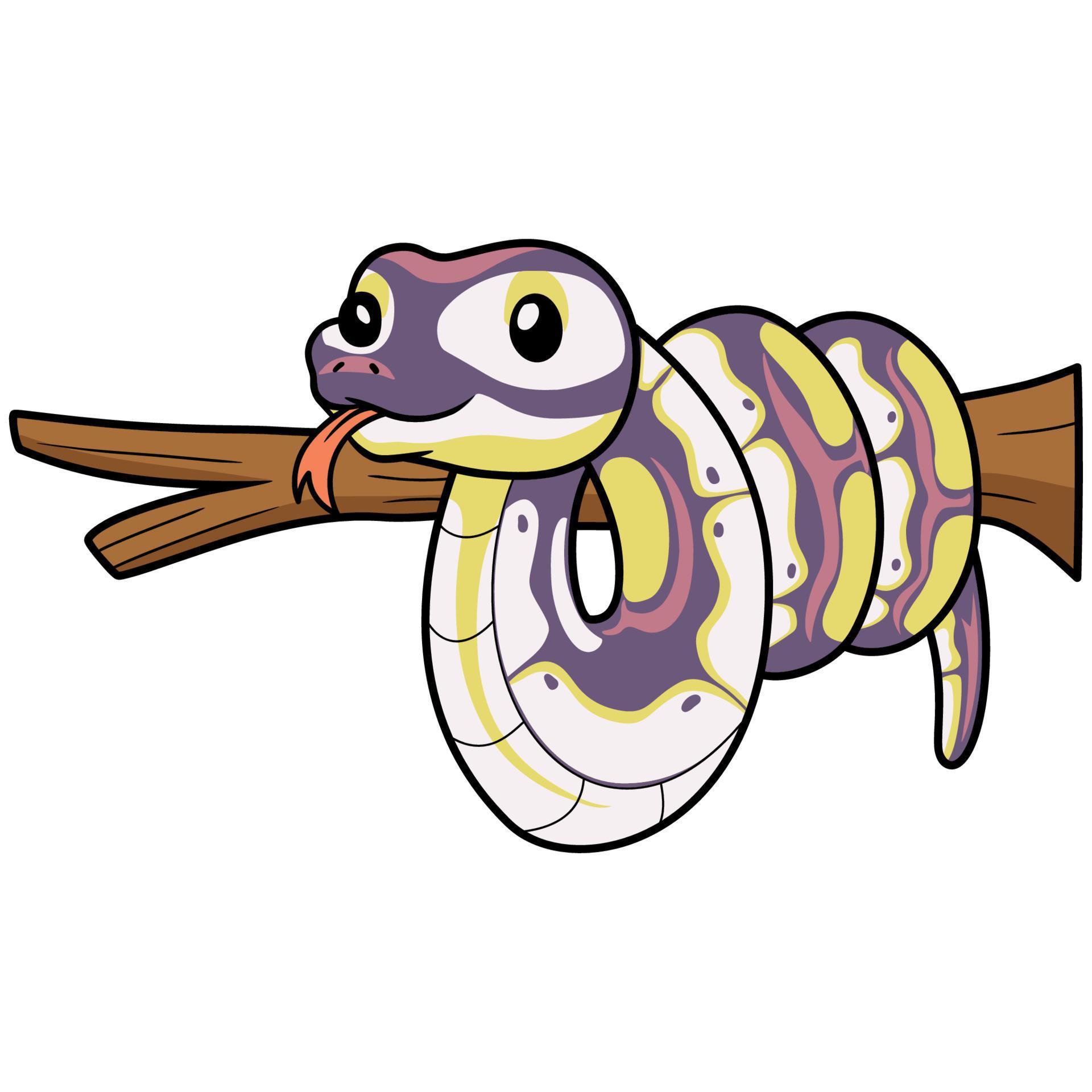 Cute banana pastel ball python cartoon on tree branch 21429159 Vector ...