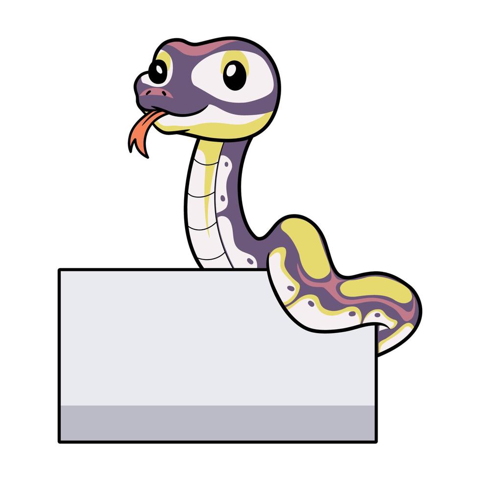 Cute banana pastel ball python cartoon with blank sign 21429168 Vector ...