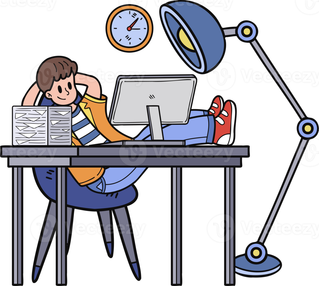Free Business Men Sit And Relax At Their Desks Illustration In Doodle free-business-men-sit-and-relax-at-their-desks-illustration-in-doodle