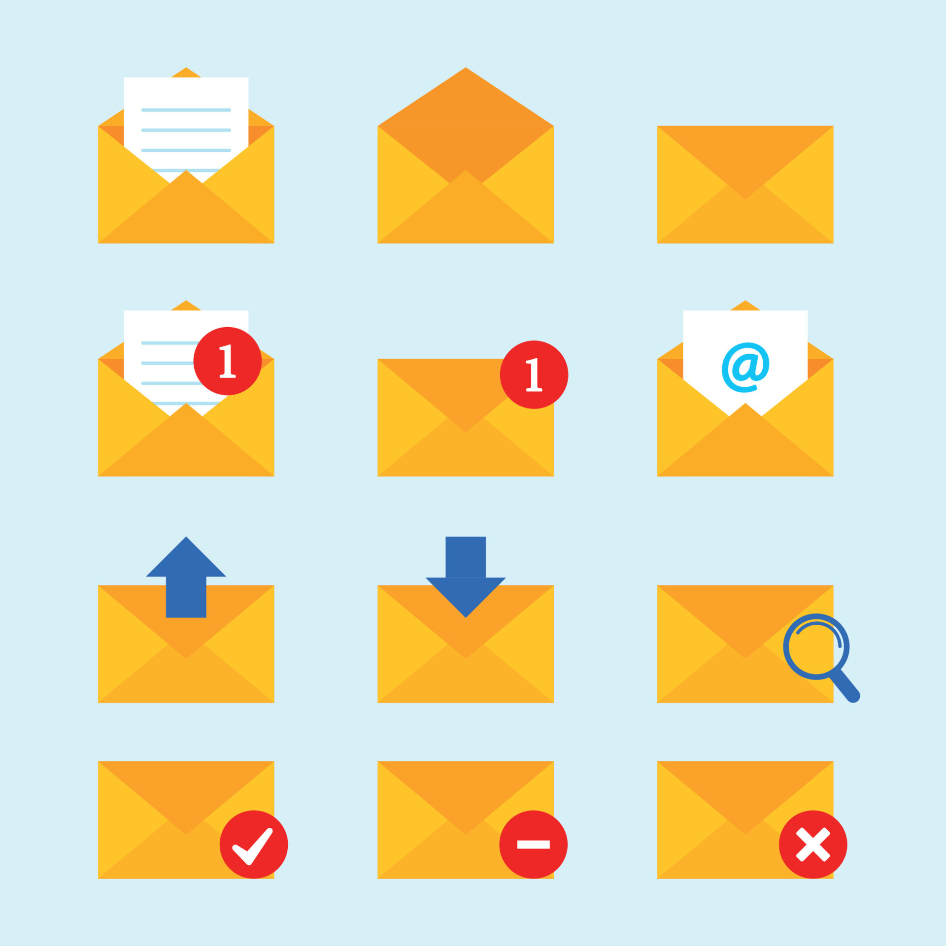 Message Notification Icon Set in Animated Vector Illustration 21431625 ...