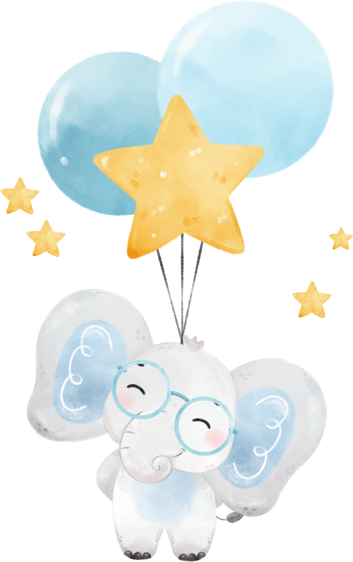 cute baby Elephant wild life animal dream blue baby shower nursery art ...