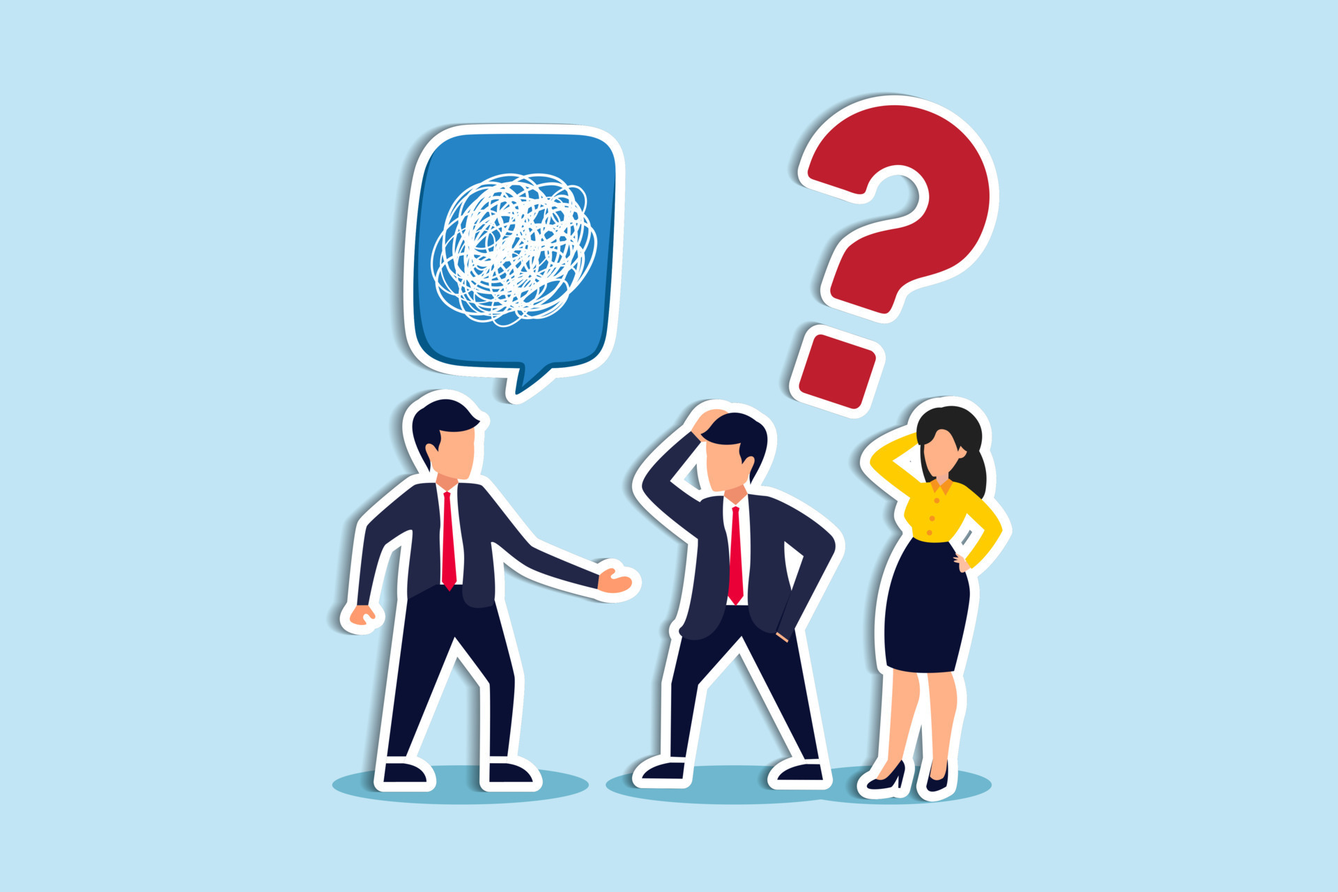 Ramble Confused Explanation Or Bad Communication Skill Confusion Dialogue Problem Unclear