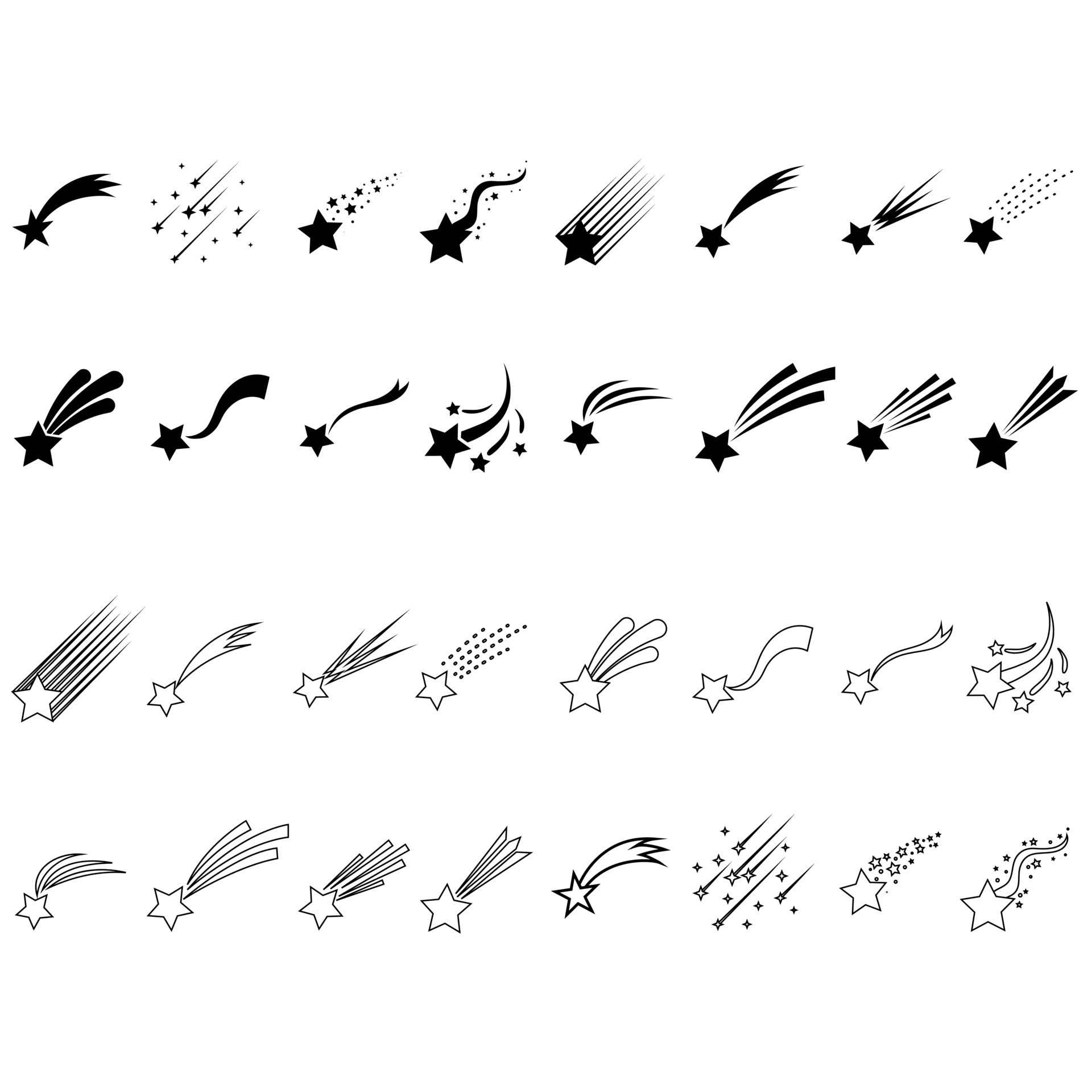 Shooting stars icon vector set. Comet tail or star trail illustration sign collection. 21448239 ...
