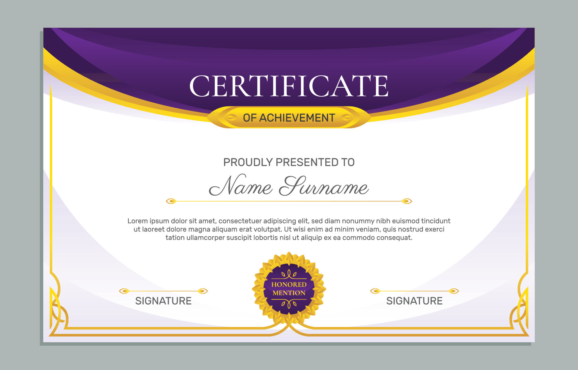 Professional Certificate Template with Elegant Purple Gold Design ...