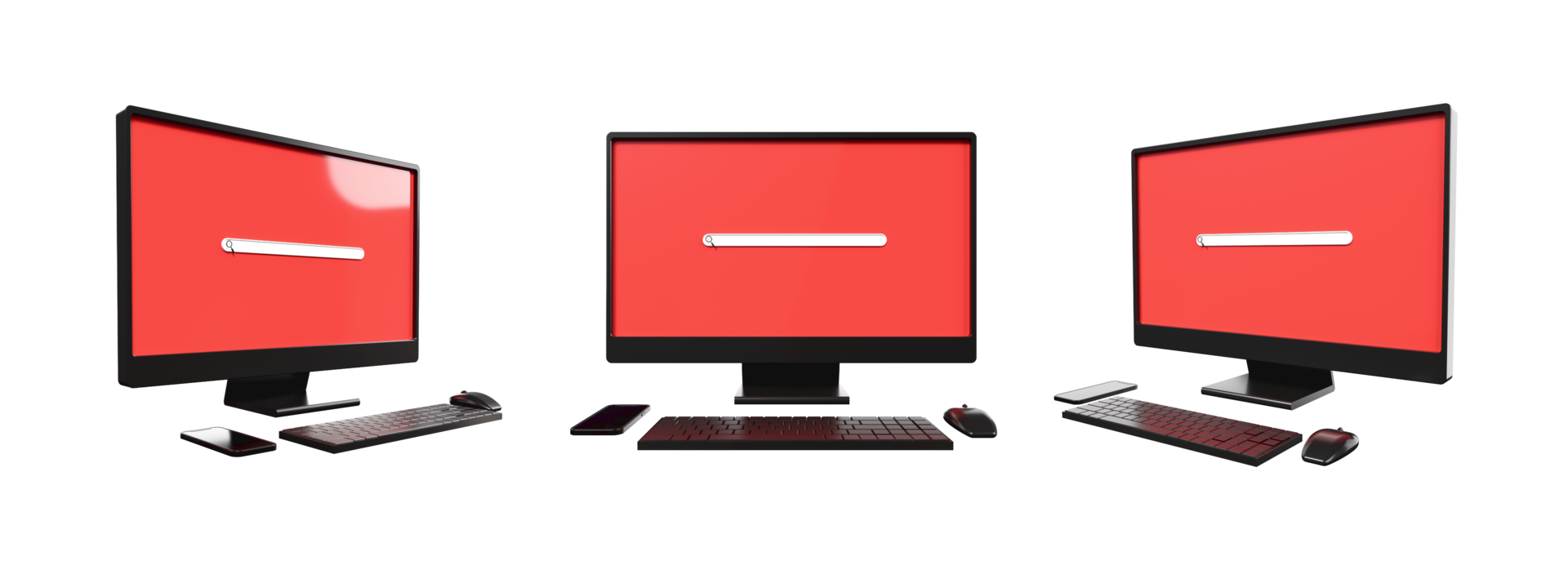 3d Computer Setup Keyboard Mouse With Monitor Screen Browser 1254