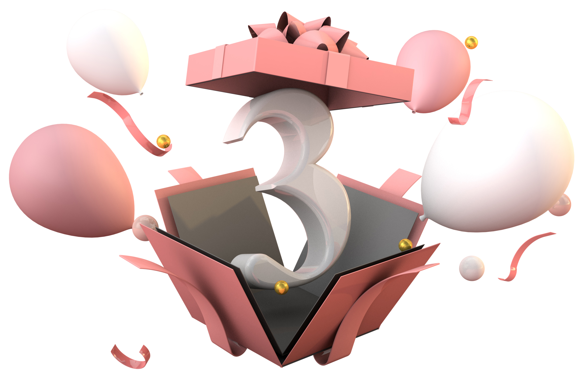 Pink number 3 a happy birthday celebration 21456172 PNG