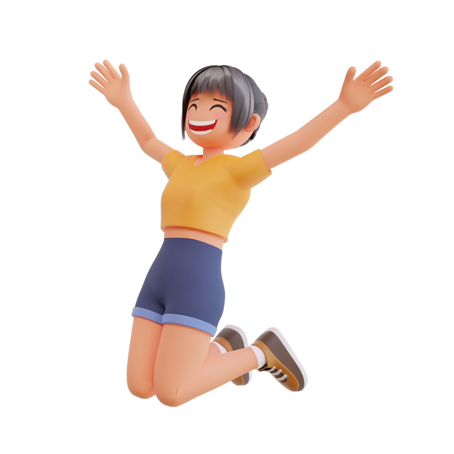 Cute Girls Smiling Posing Happy 3d Cartoon Illustration 21457303 Png