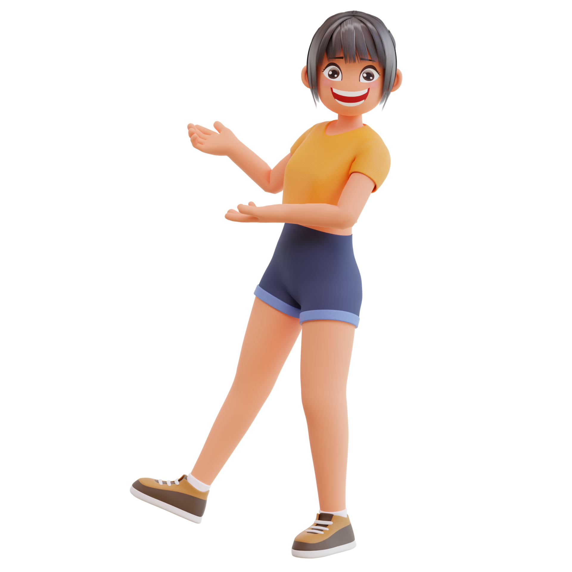 Cute Girls Showing Something 3d Cartoon Illustration 21457308 Png