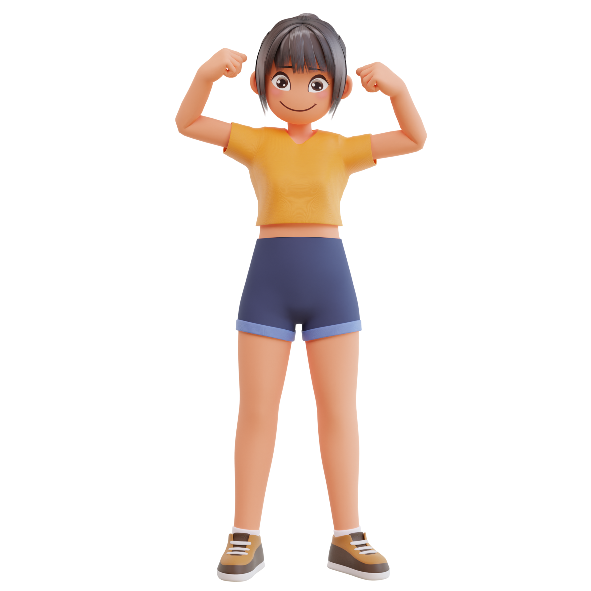 Cute Girls Smiling Posing Happy 3d Cartoon Illustration 21457318 Png