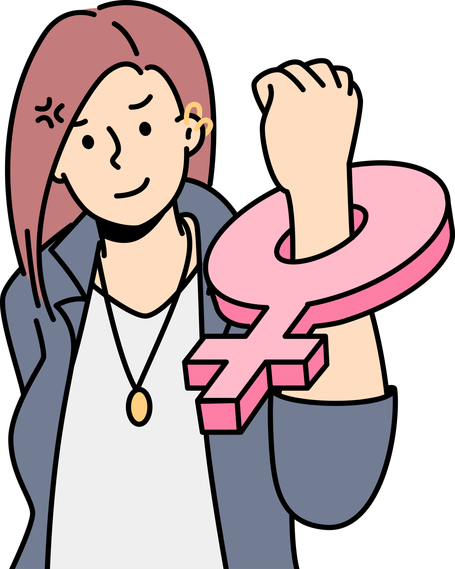 Frau Mit Feminismus Zeichen Auf Hand 21468965 Png