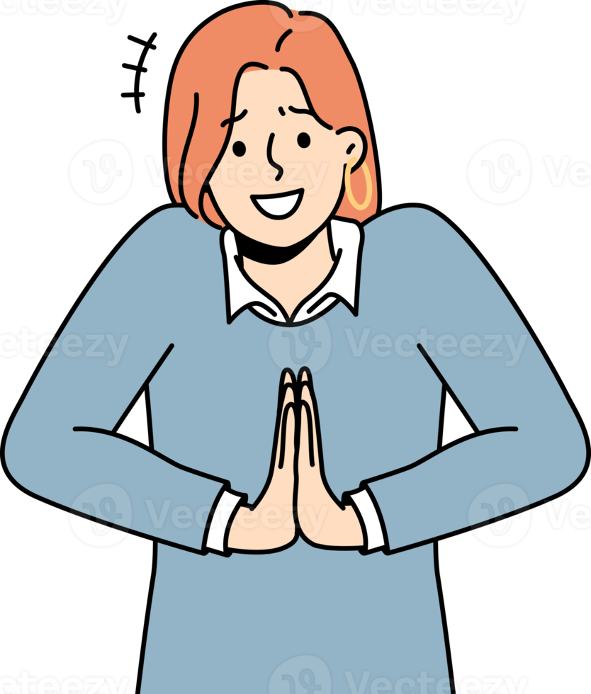 sonriente mujer sostener manos en oración pedir para favor 21469038 PNG sonriente mujer sostener manos en oración pedir para favor 21469038 PNG