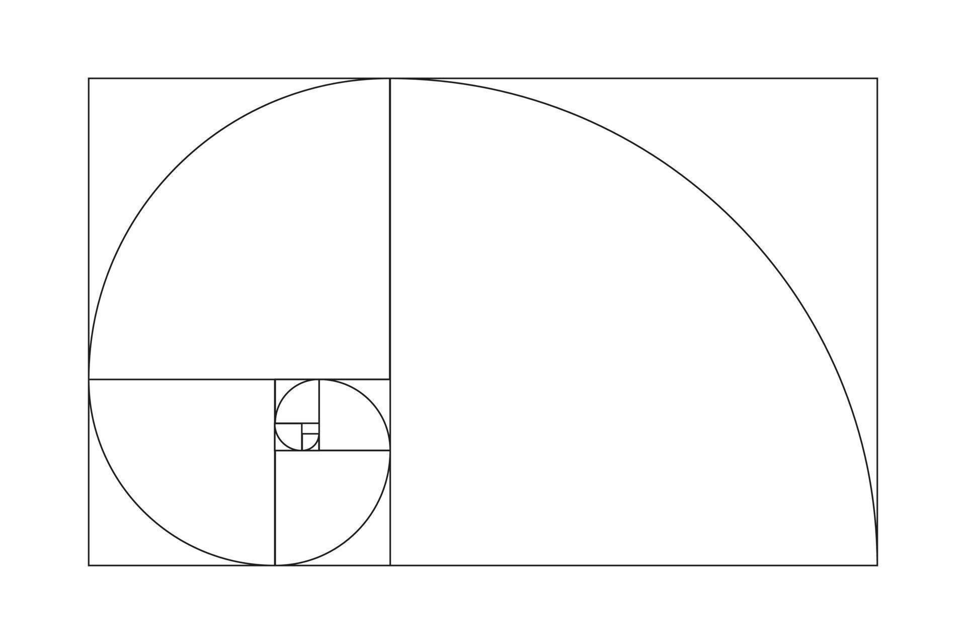 Golden proportions. Method golden section. Fibonacci array, numbers. Golden ratio template ...