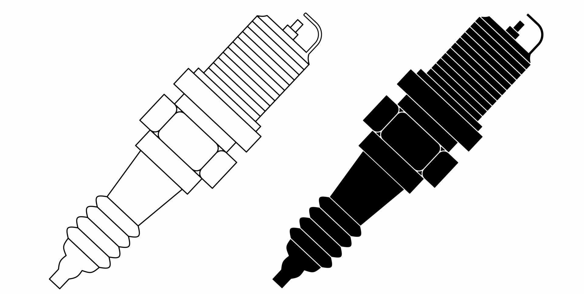 Outline Silhouette Spark Plug Icon Set Isolated On White Background