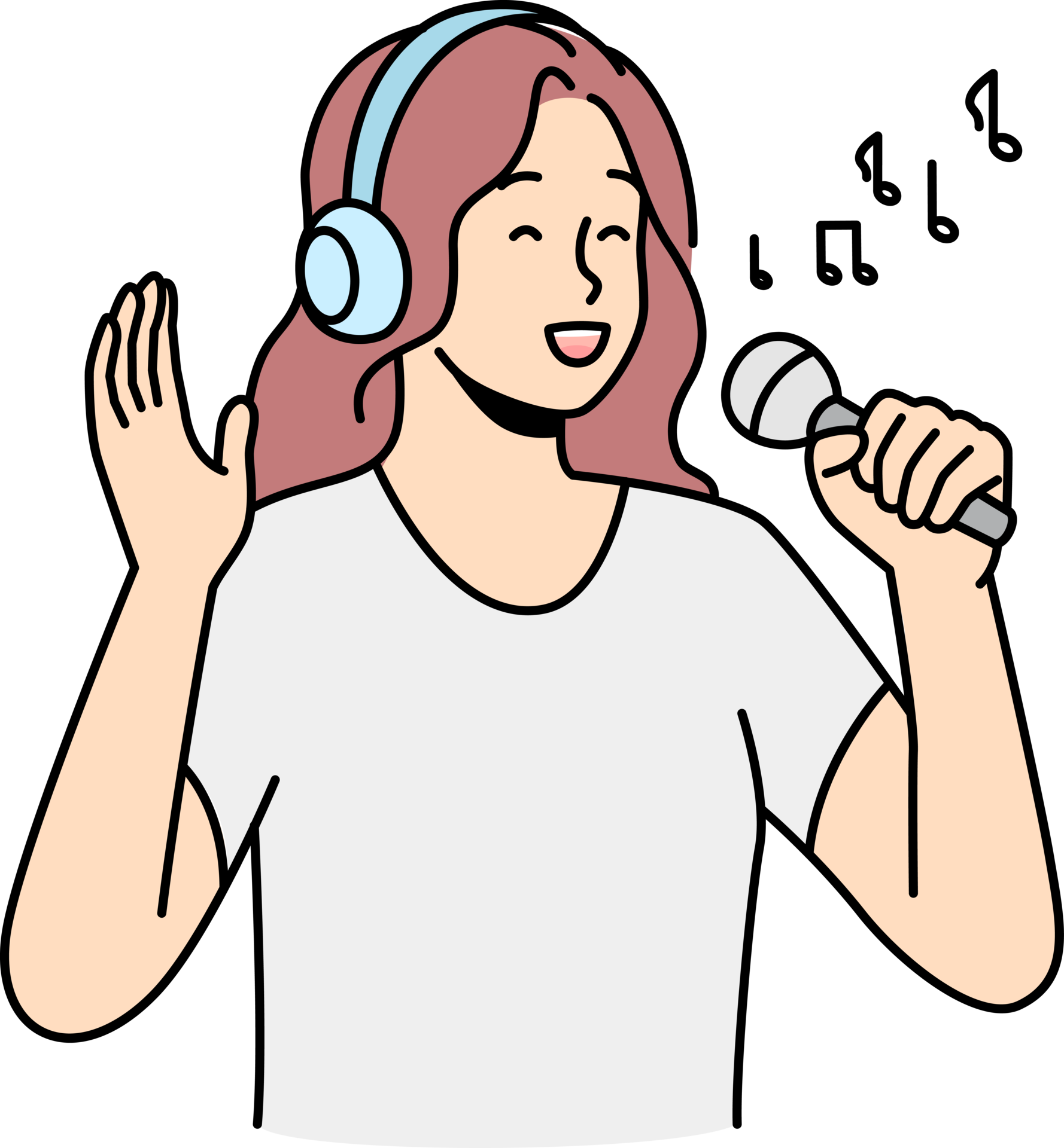 Happy Woman Singing In Microphone 21476283 Png