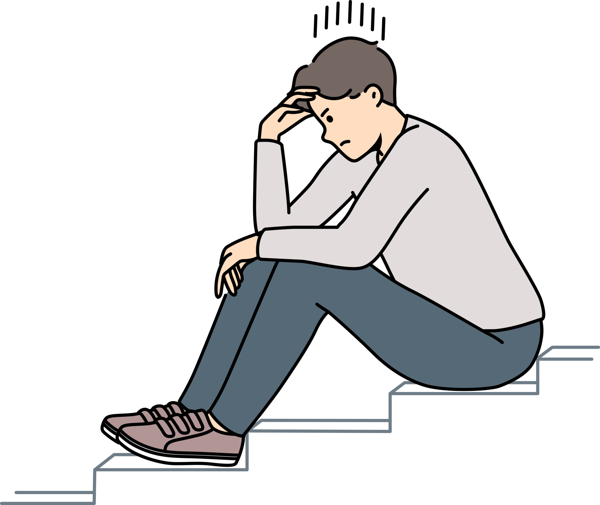 Stressed man sit on stairs thinking 21476328 PNG Stressed man sit on stairs thinking 21476328 PNG
