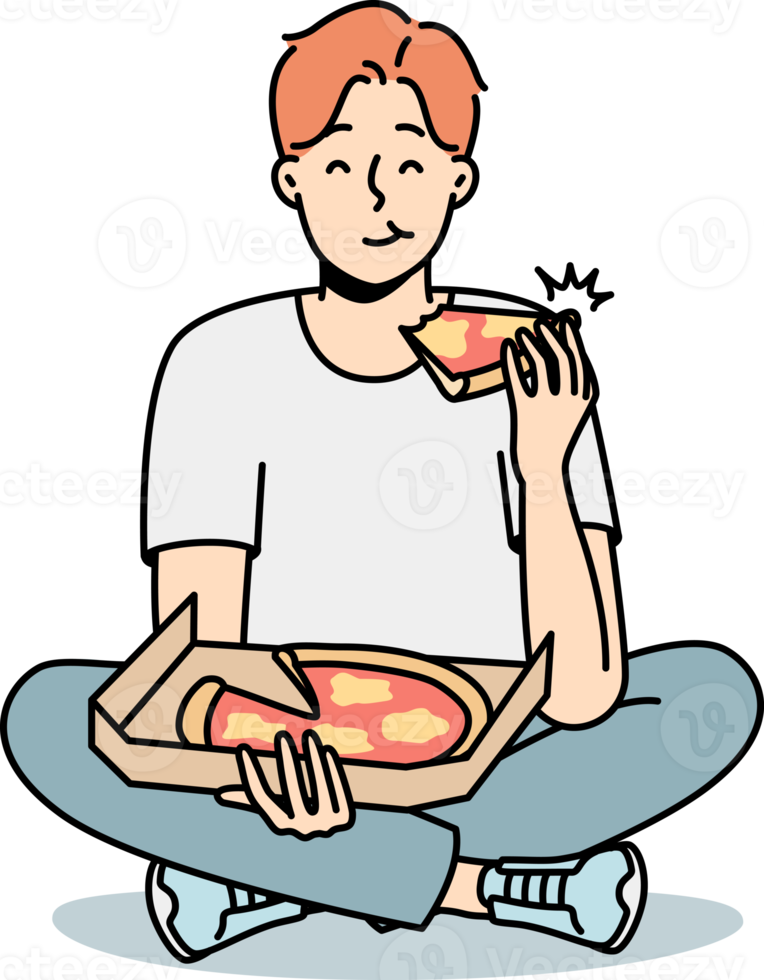 Sonriente Hombre Comiendo Pizza 21476354 Png