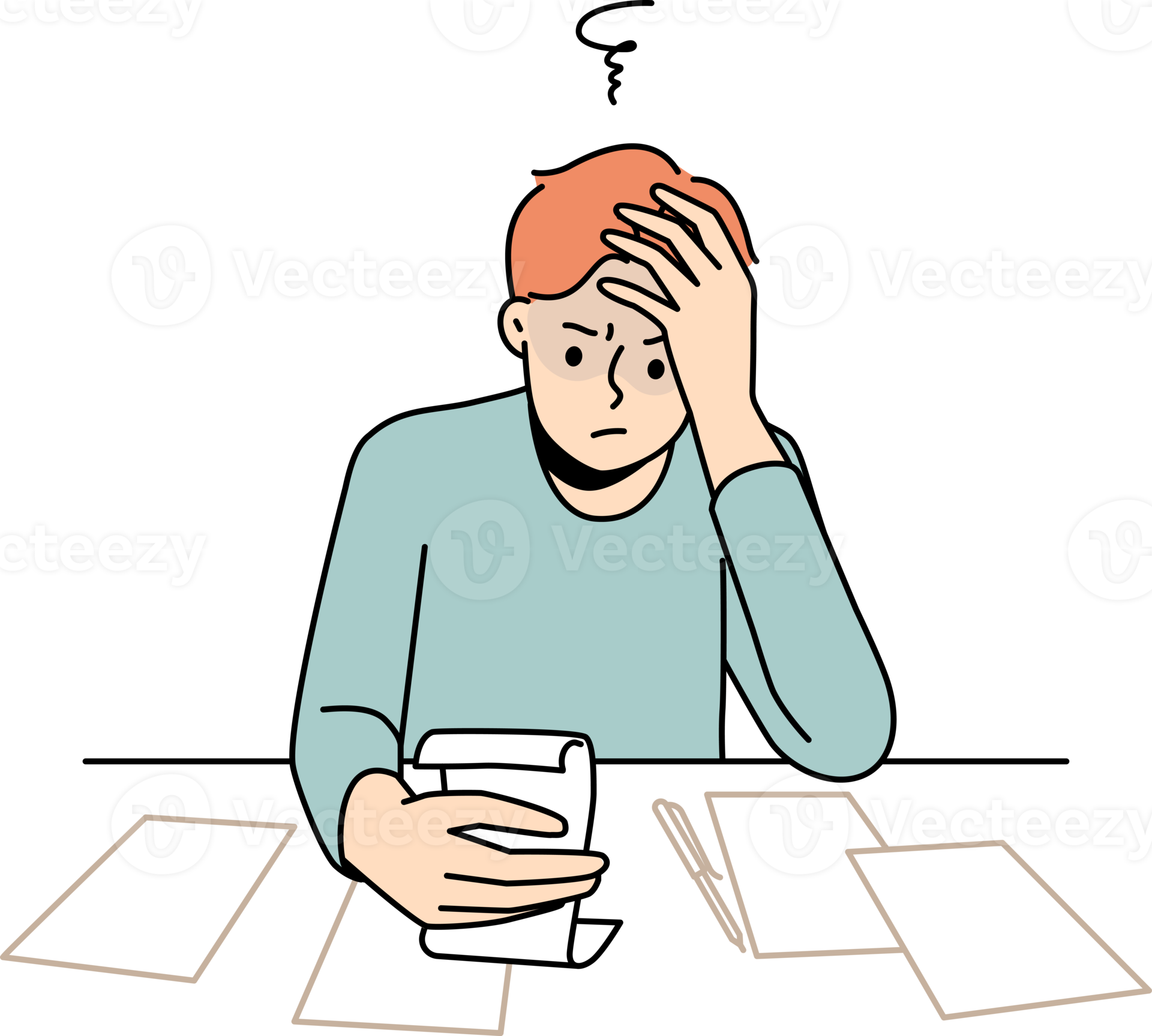 Confused man frustrated with bills 21476647 PNG