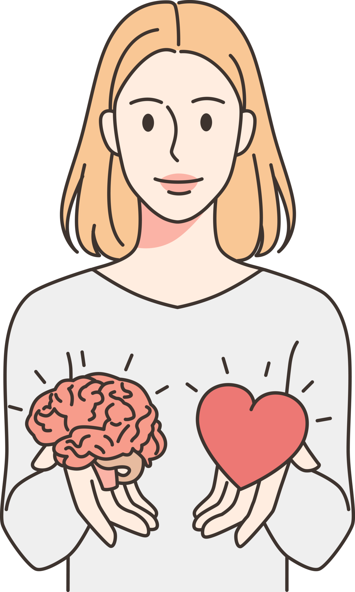 Woman Holding Heart And Brain 21477208 Png